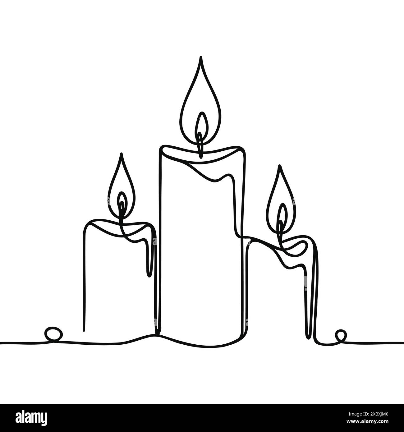 Continuous line drawing of a candle. One line candle icon on white ...