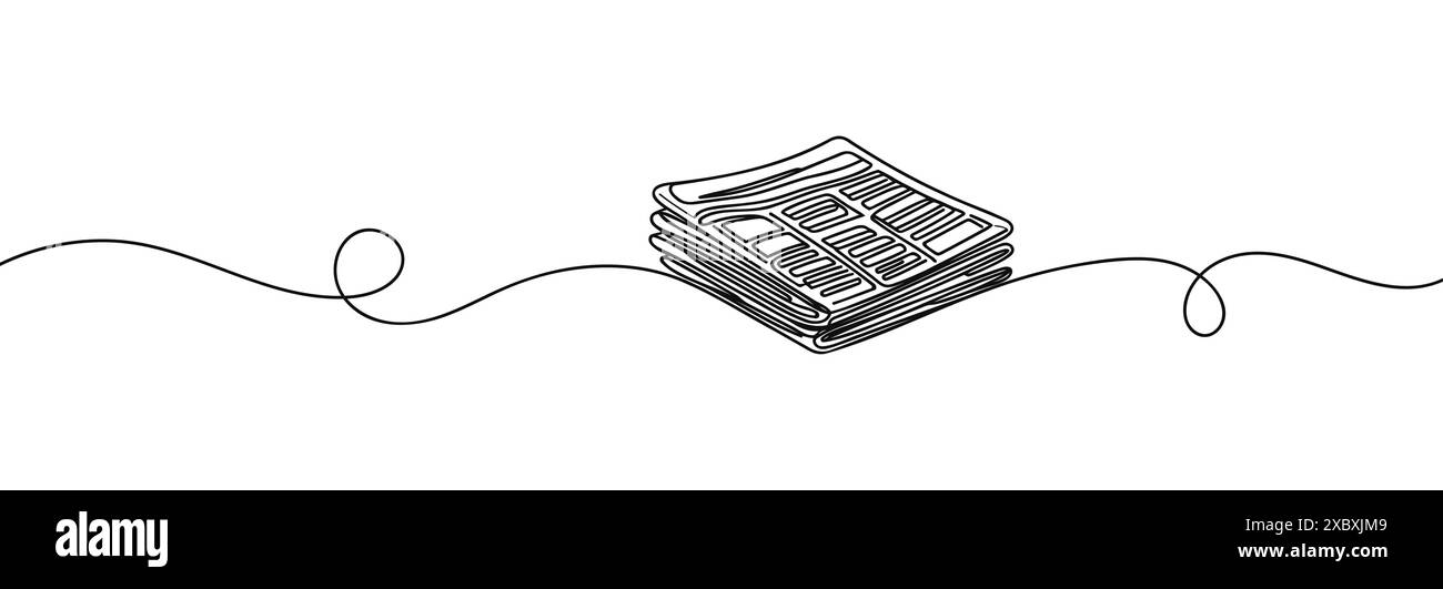 One line drawing of a stack of news newspapers. Vector illustration ...