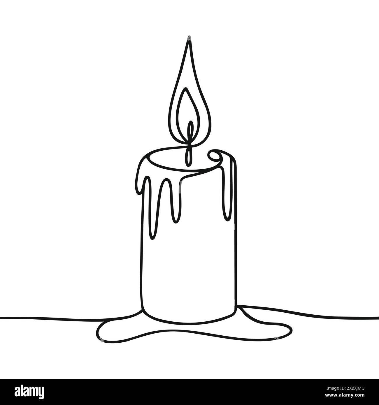 Continuous line drawing of a candle. One line candle icon on white ...