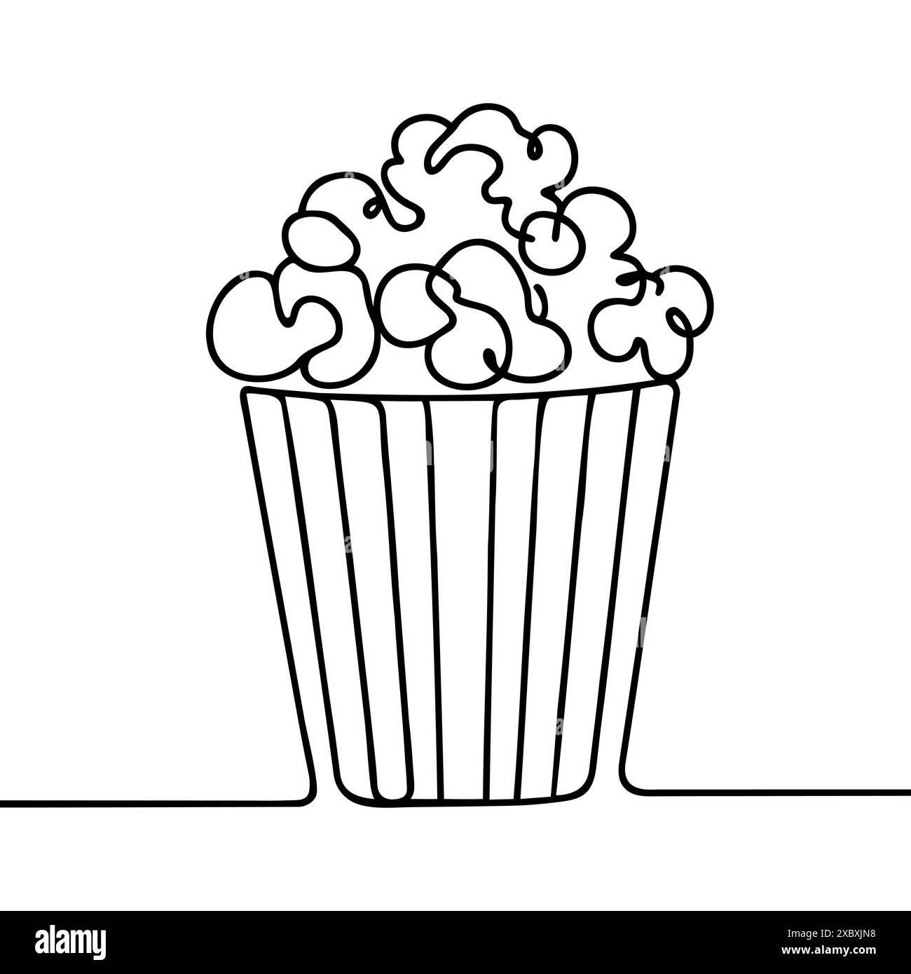 Popcorn in a cup continuous one line drawing. Vector illustration ...