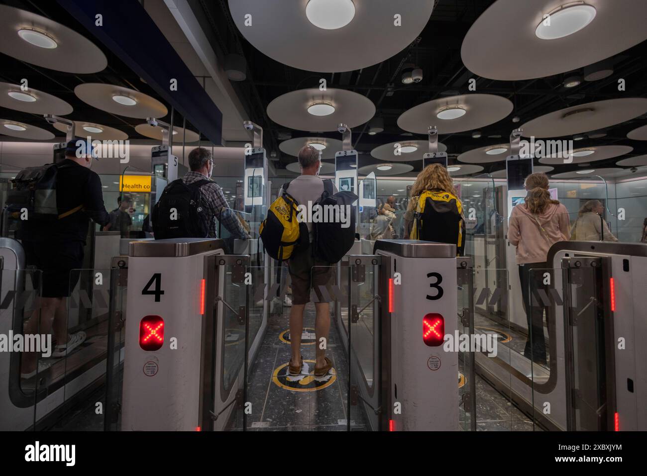 Border entrance into the United Kingdom at Heathrow Terminal 5, England ...