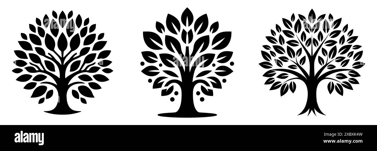 Circle tree logo icon template design. Tree of life. Round garden plant ...