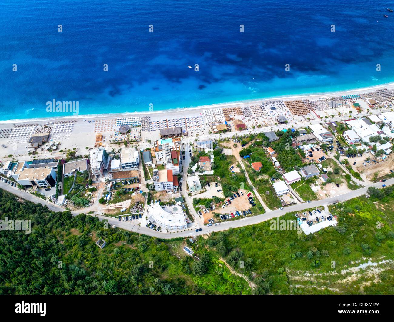 Aerial image of Dhermi beach in the Albanian Riviera Stock Photo - Alamy