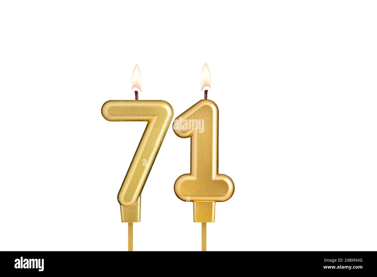 Birthday candle number 71 on white background Stock Photo - Alamy