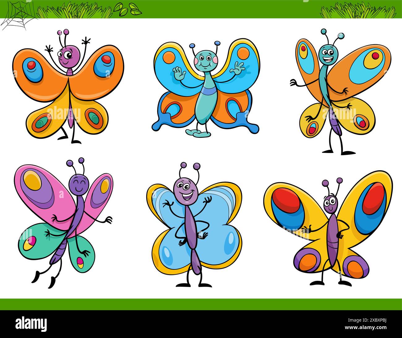 Cartoon humorous illustration of comic butterflies insects animal ...