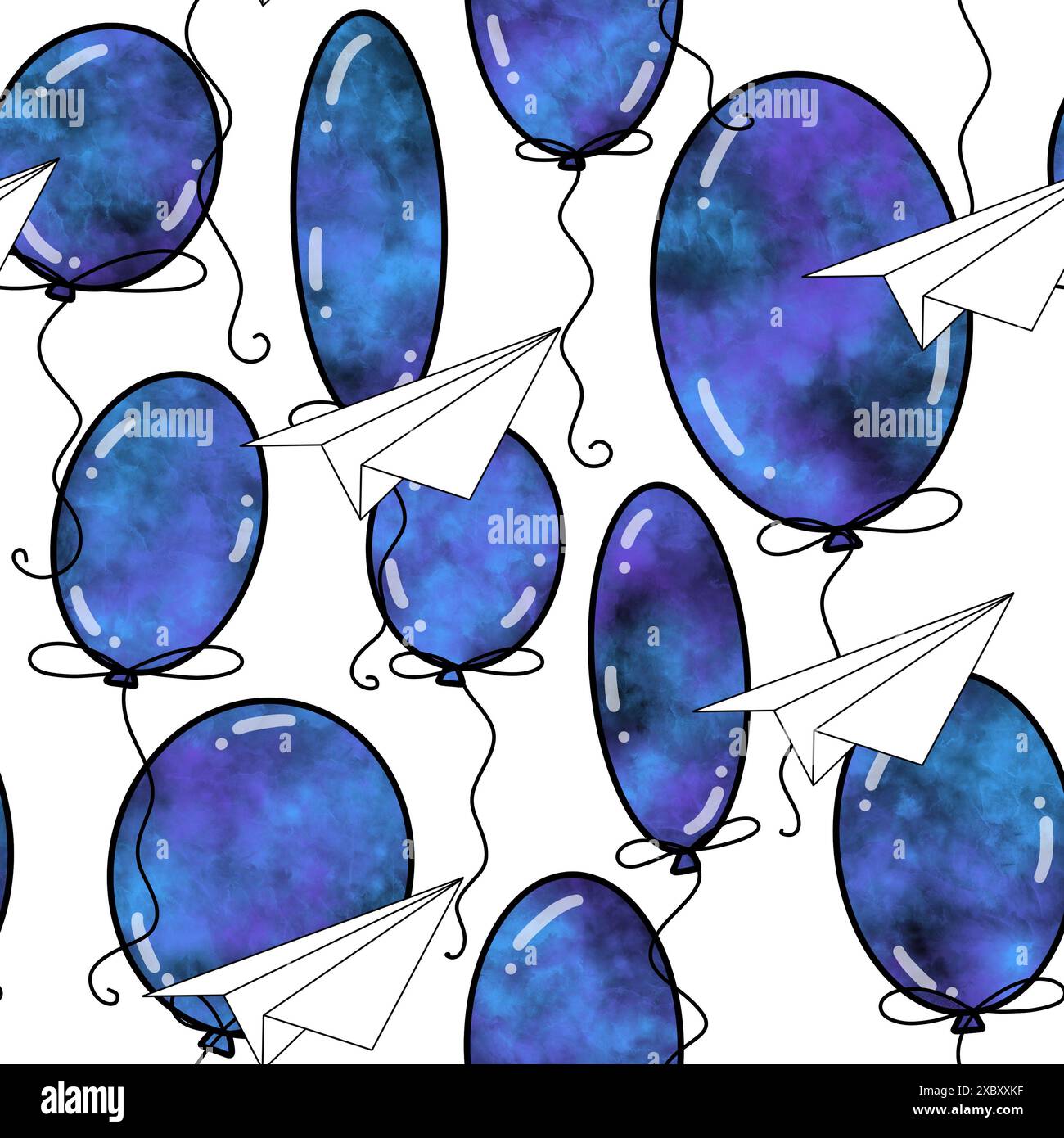 Cartoon festive seamless birthday balloons pattern for wrapping paper ...