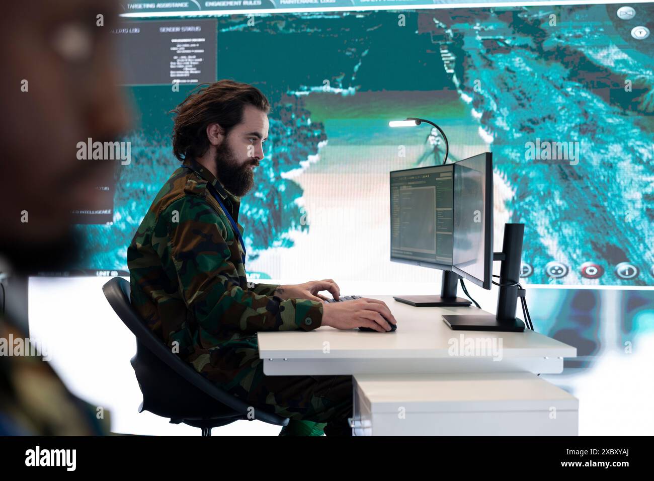 Army IT specialist operating on satellite radar imagery for ...