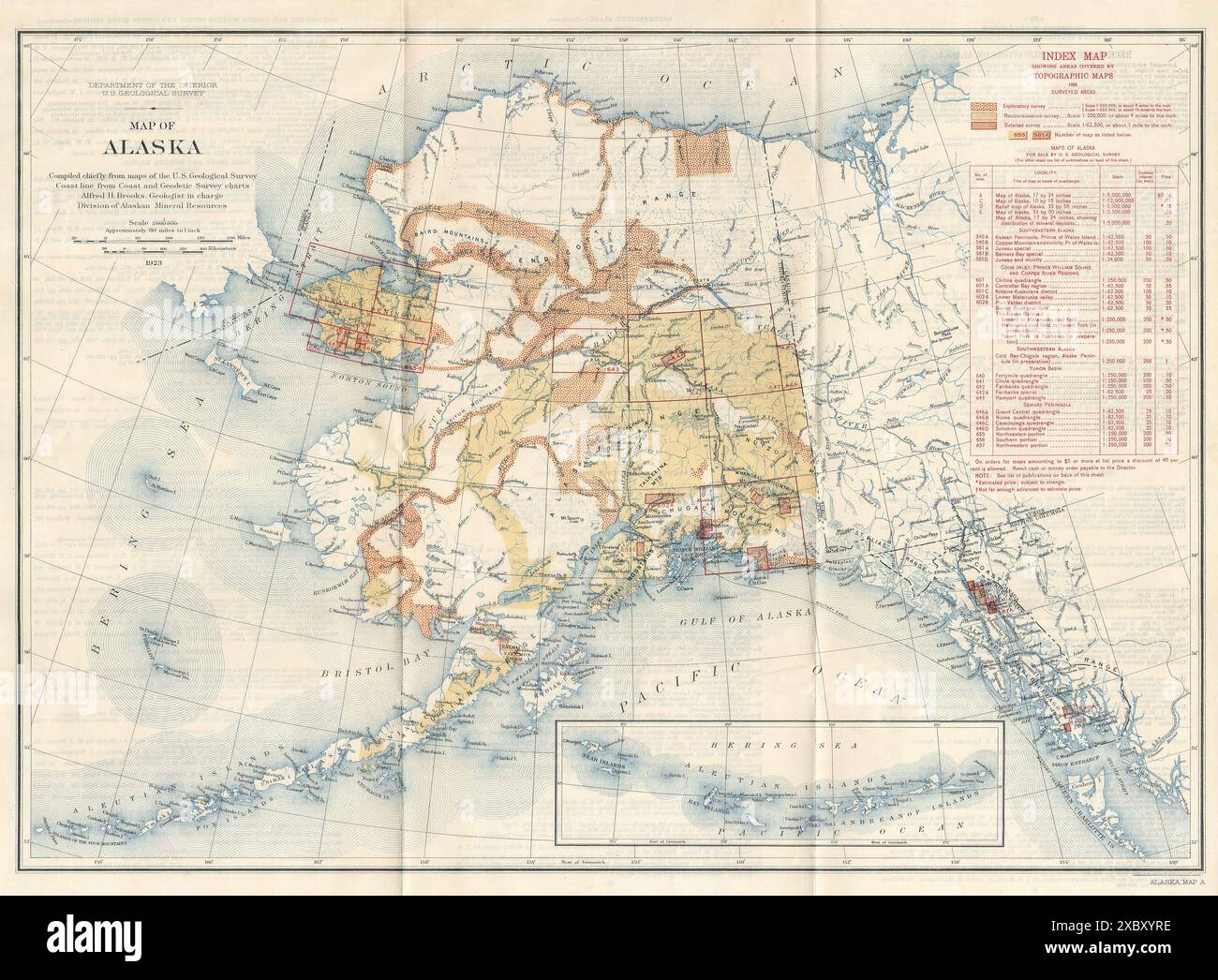 Vintage Map of Alaska, 1923. by US Geological Survey Stock Photo - Alamy