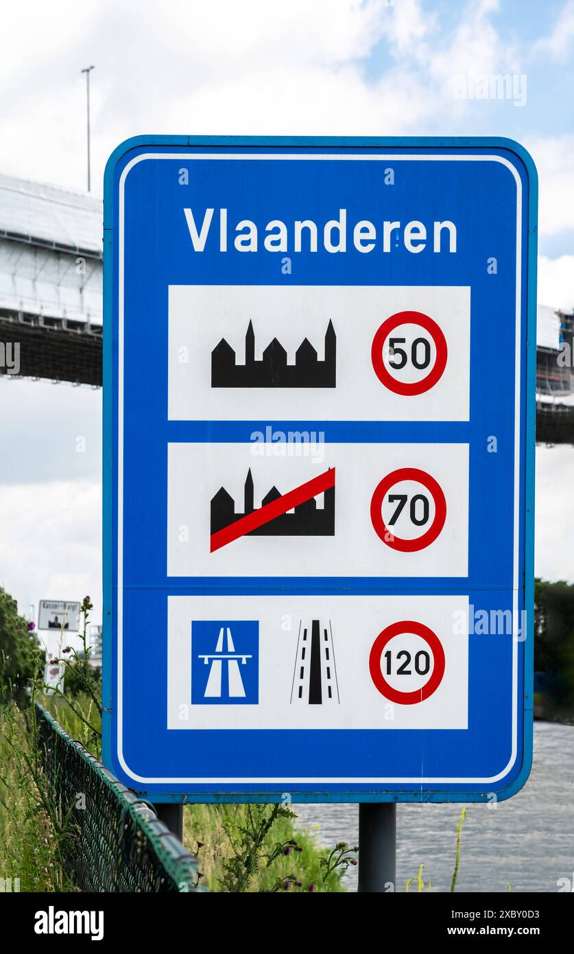 Vilvoorde, Flanders, Belgium - June 8, 2024 - Road sign at the borders ...