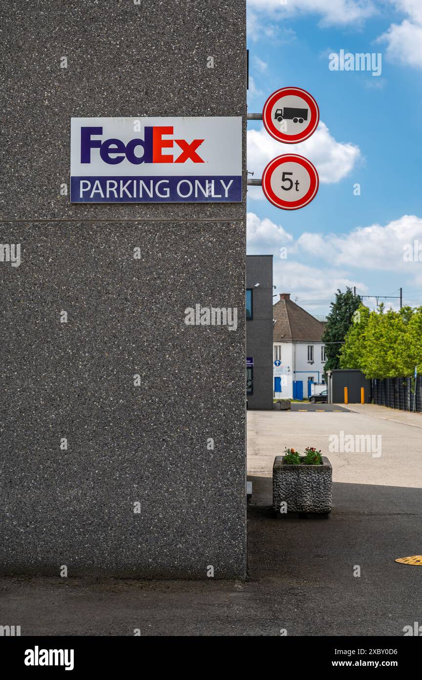 Machelen, Flanders, Belgium, June 8, 2024 - Sign and sorting center of ...