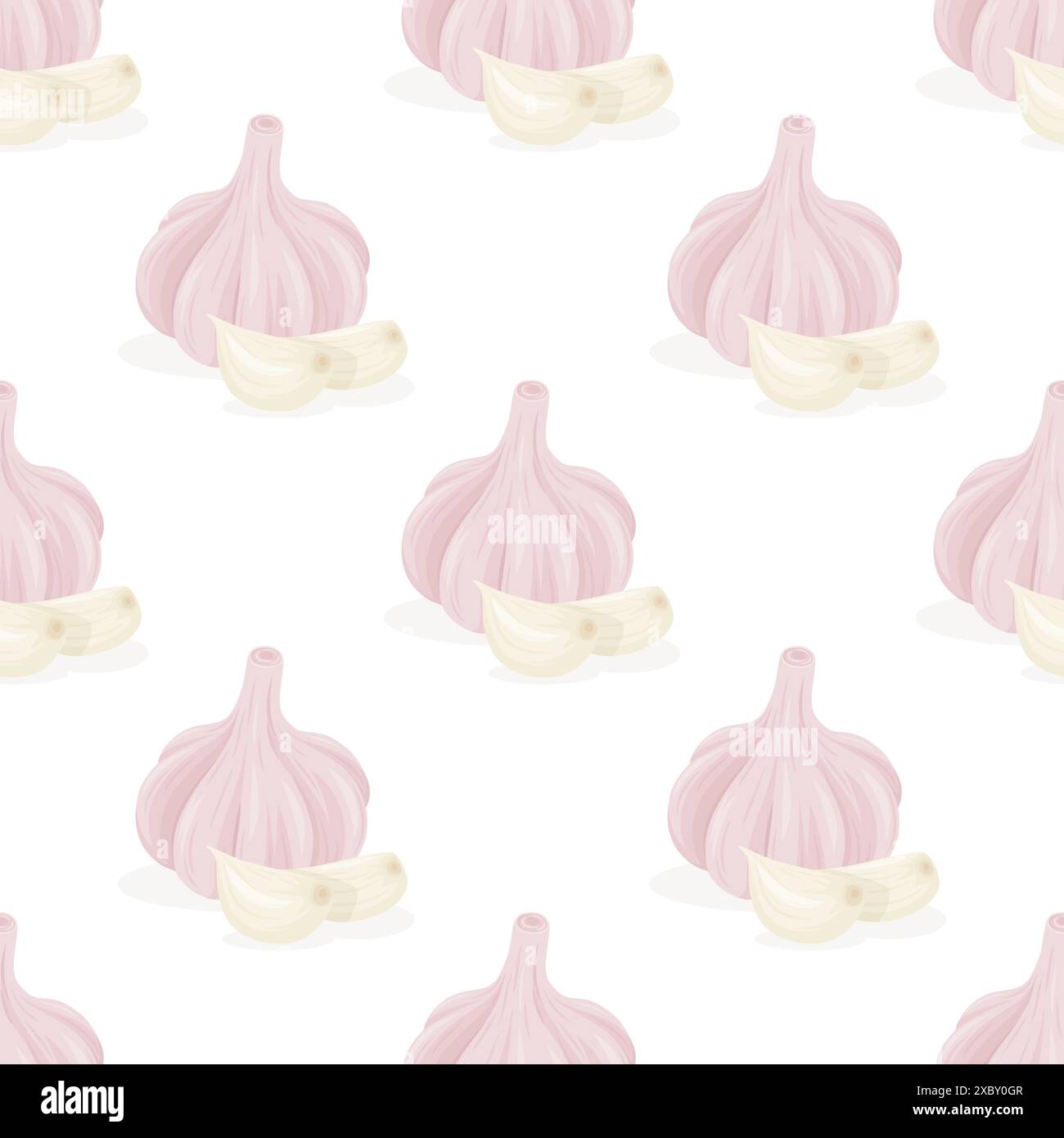 Vector Seamless Pattern with Hand Drawn Garlic Bulb, Cloves Closeup on ...