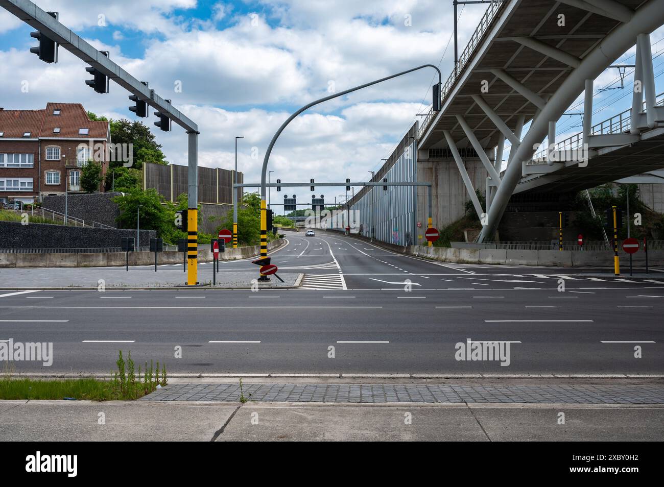 Haren, Flanders, Belgium - June 8, 2024 - Viaduct at the traffic ...