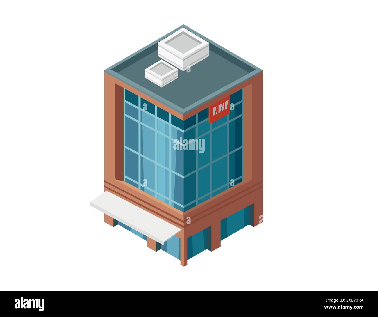 vector isometric hotel, apartment, school, or skyscraper building ...