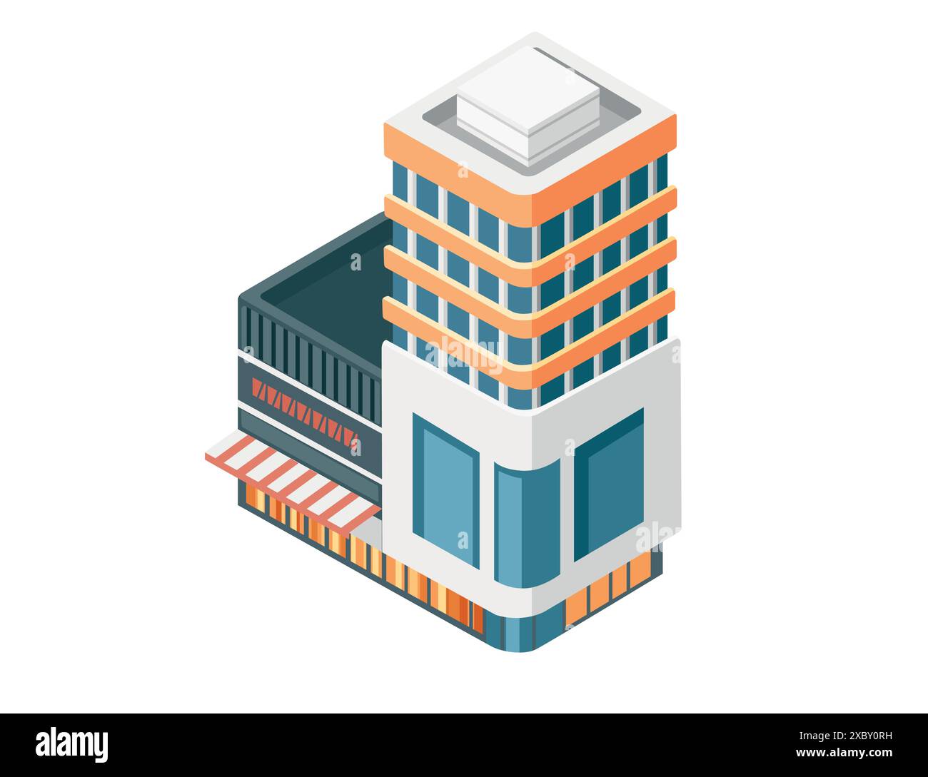 vector isometric hotel, apartment, school, or skyscraper building ...
