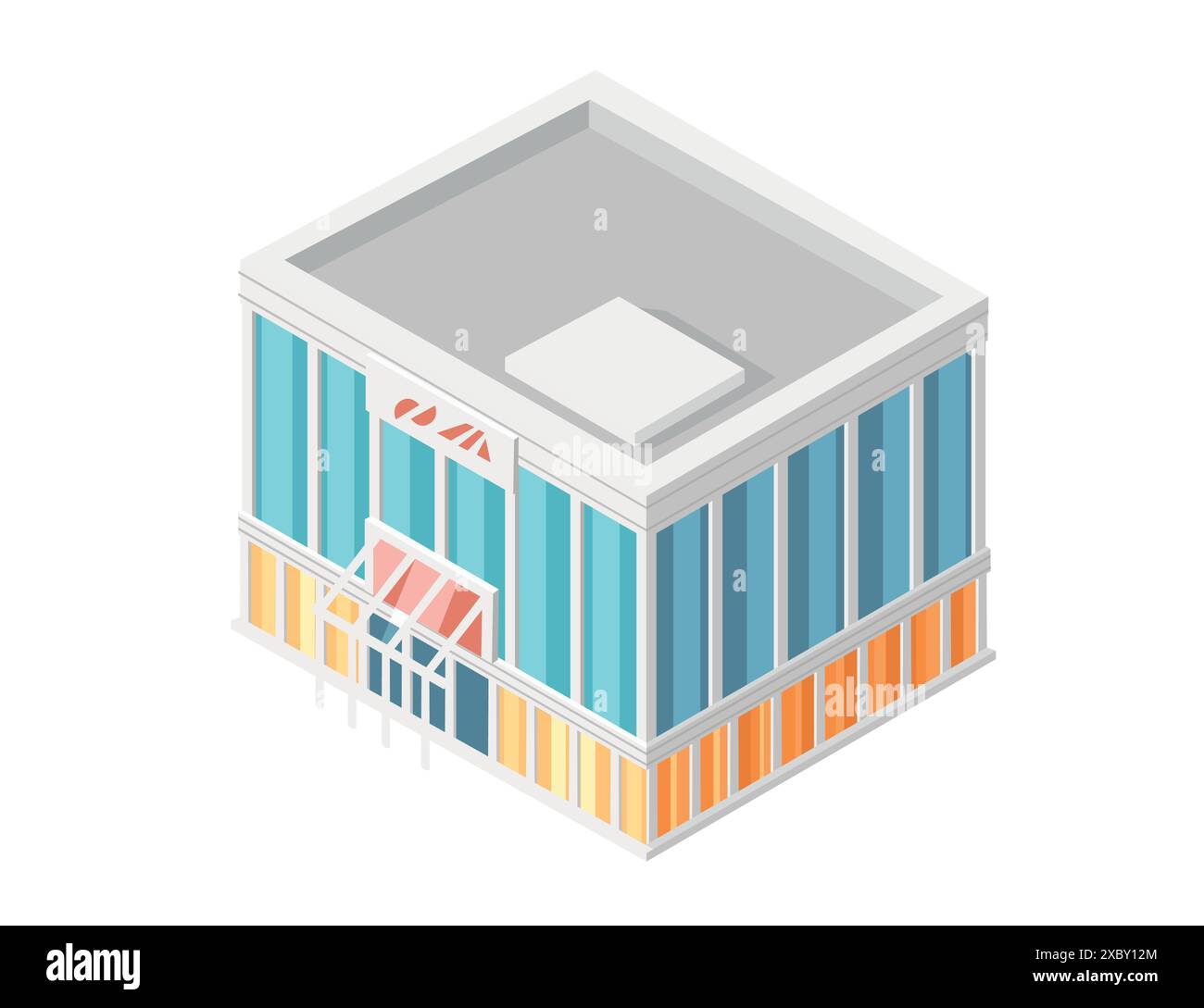 vector isometric hotel, apartment, school, or skyscraper building ...