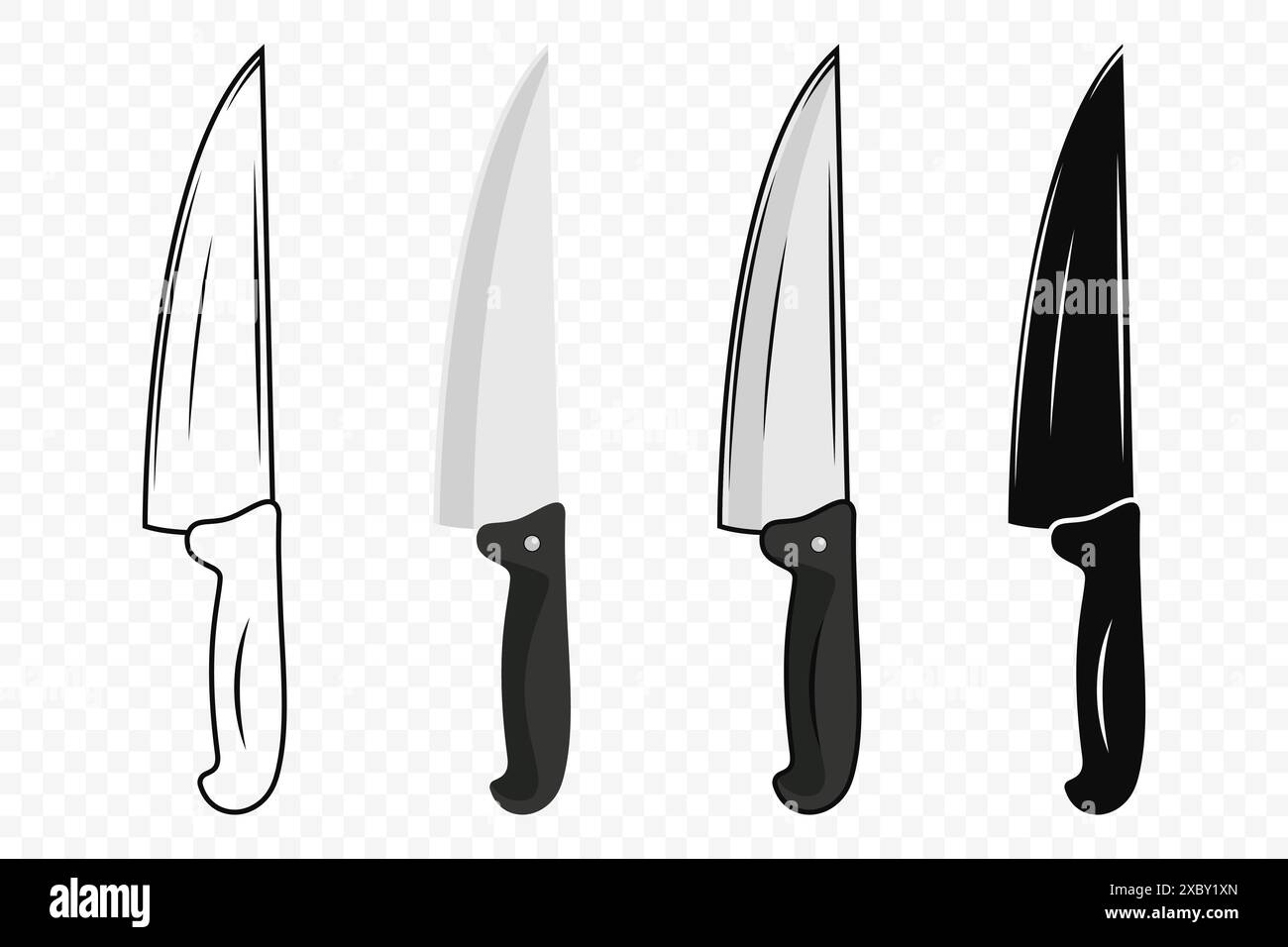 Vector Kitchen Knife Icon Set, Isolated. Various Kitchen Knives Design ...