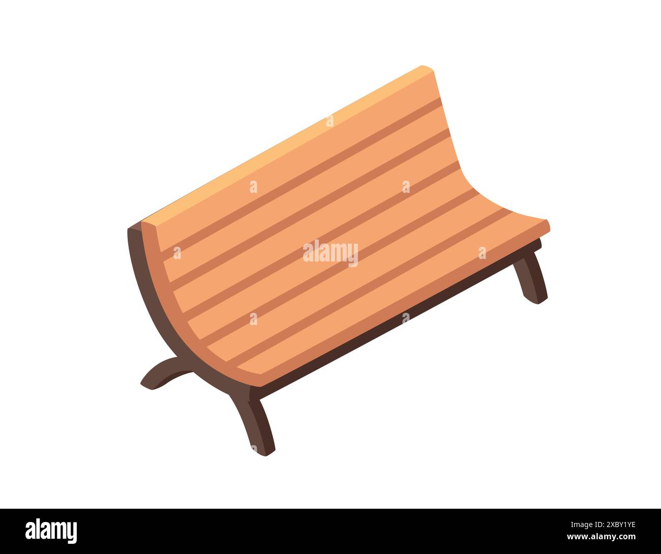 Black and white contour street bench made of wooden slats on metal ...
