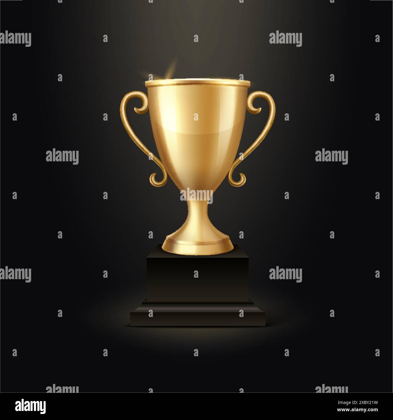 Vector 3d Realistic Blank Golden Champion Cup Icon Closeup on Black ...