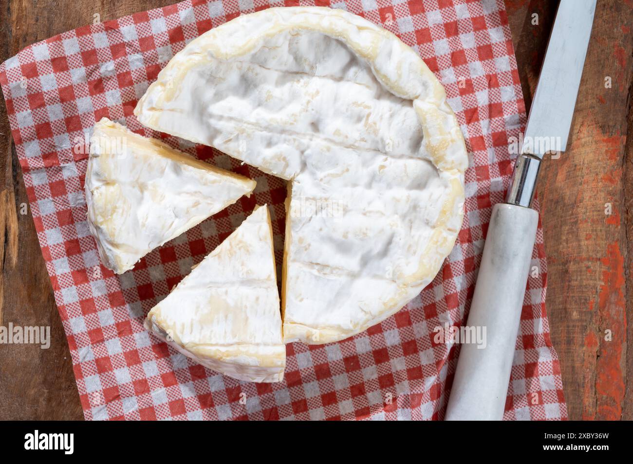 French soft Camembert cheese, original Camembert de Normandie, close up ...