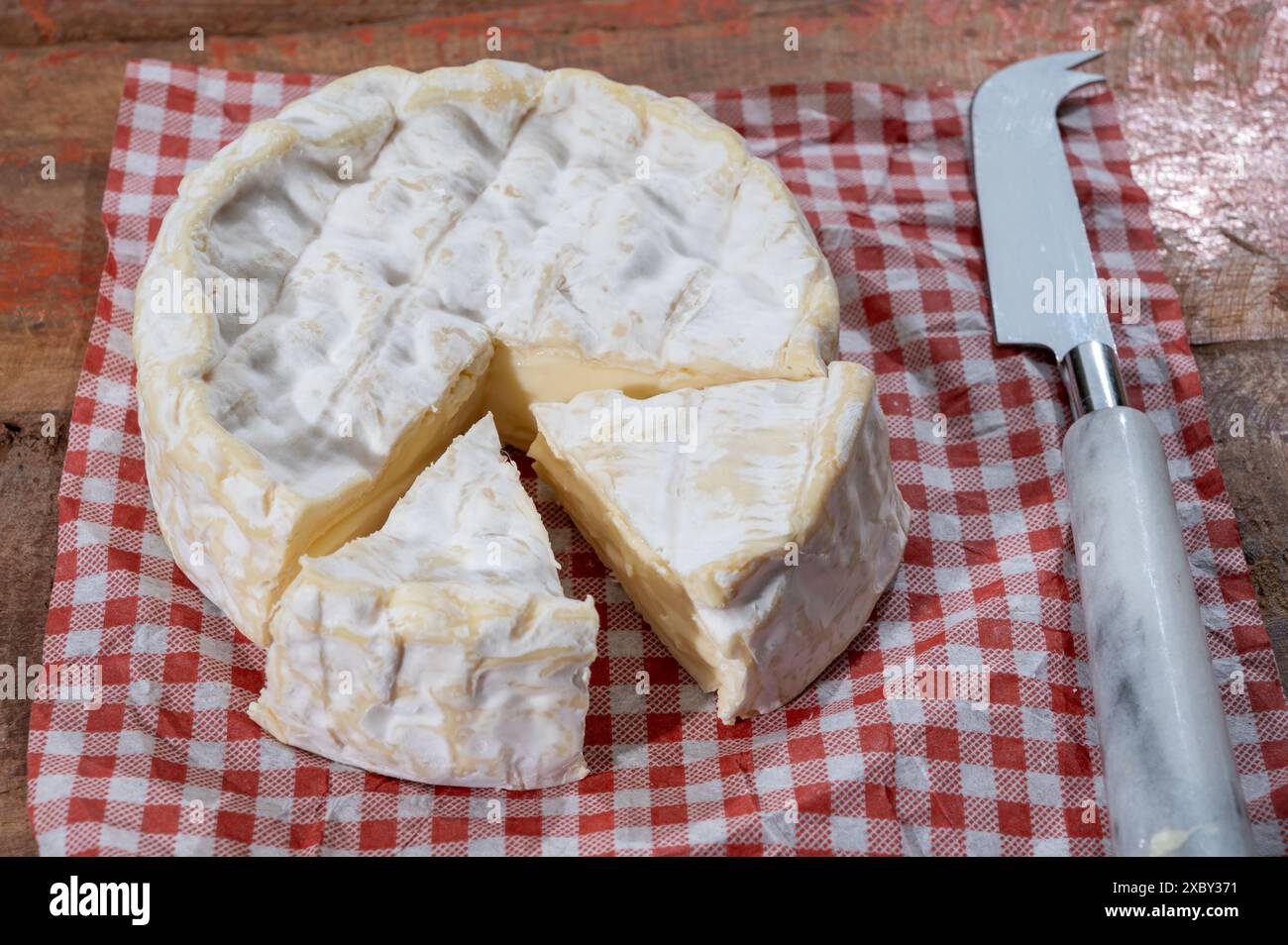 French soft Camembert cheese, original Camembert de Normandie, close up ...