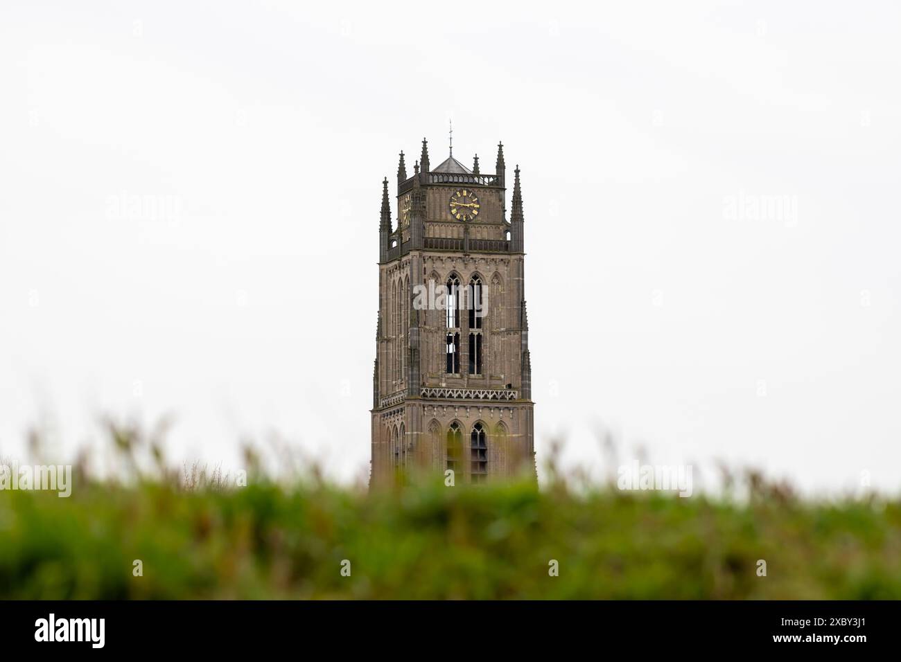 View on old church tower in Zaltbommel medieval town, Gelderland ...
