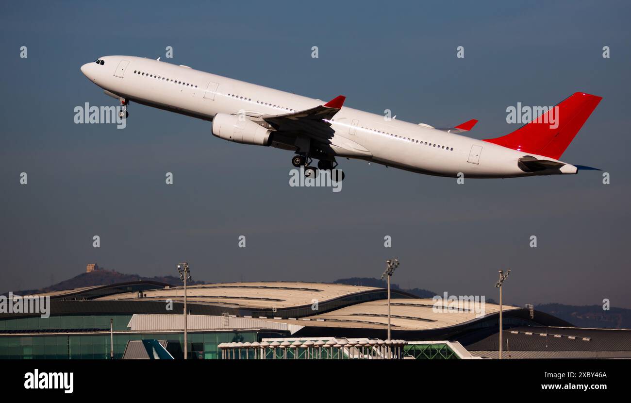 Image of passenger airplane take-off from airport Stock Photo - Alamy