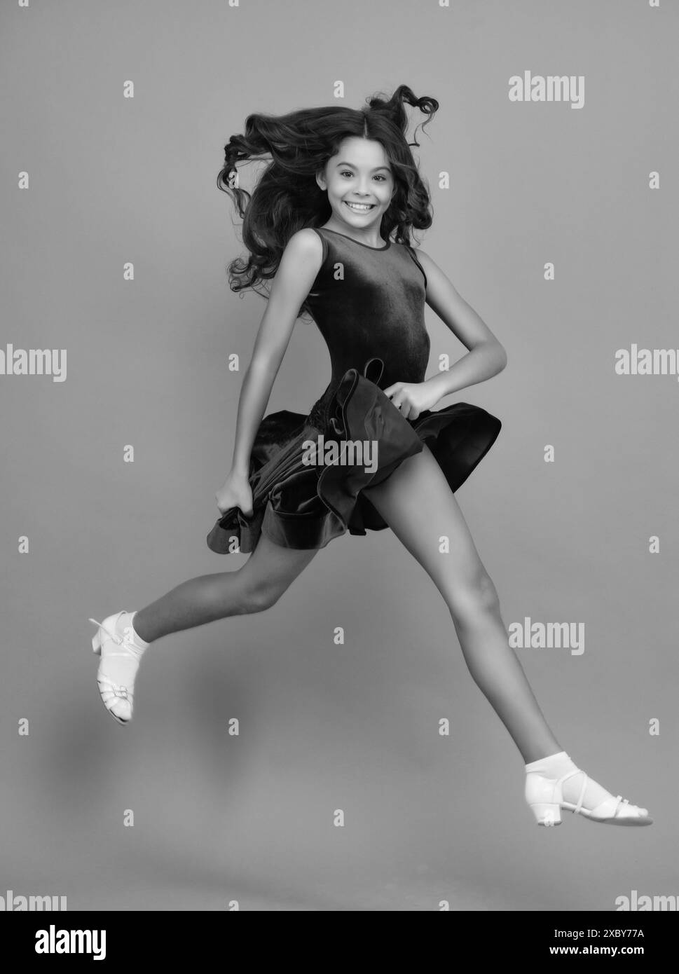 Happy girl face, positive and smiling emotions. Full length teenager ...