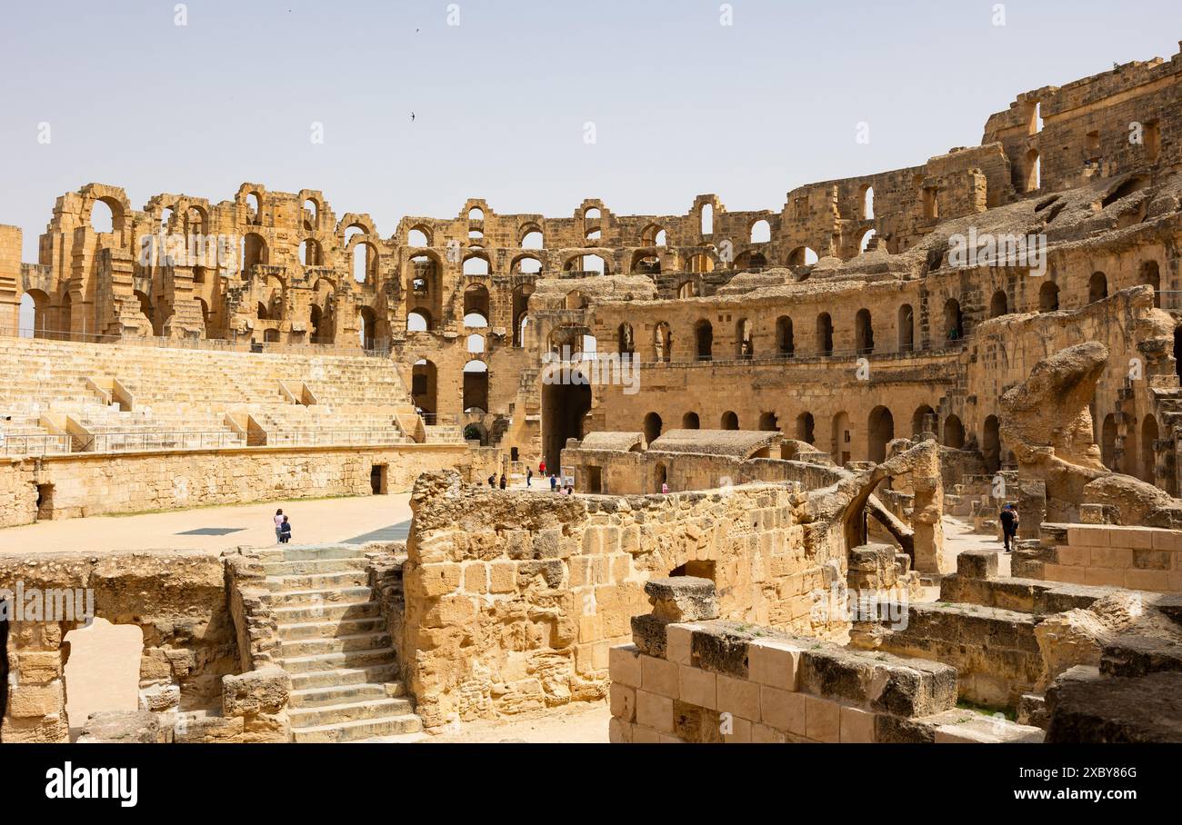 Impressive ruins of the largest colosseum in North Africa, huge Roman ...