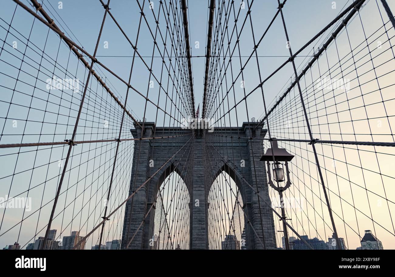 urban architecture landmark of brooklyn bridge. architecture of ...