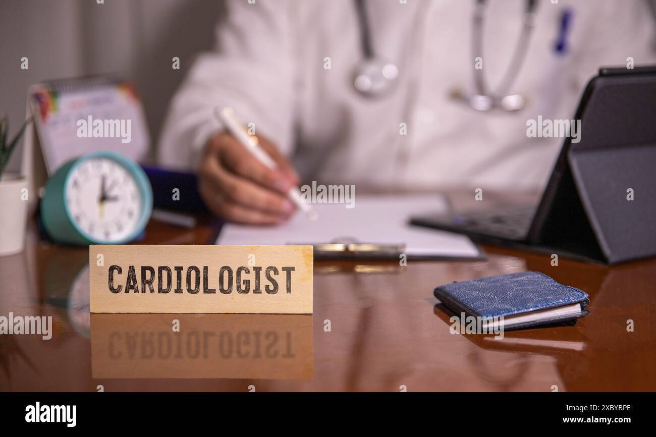 Anatomical model of human heart on a cardiologist's table. Heart ...