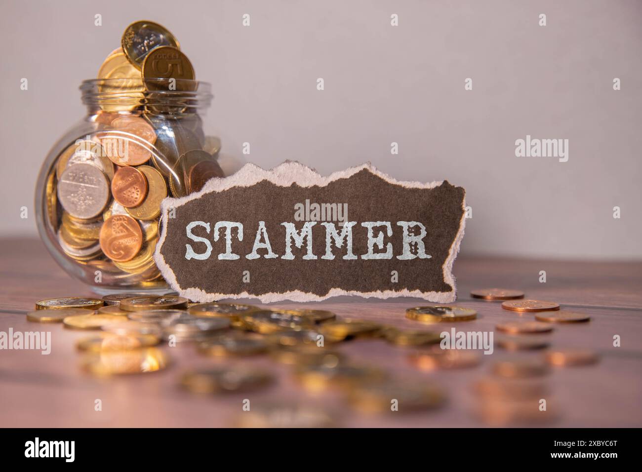 top view blocks with word STAMMER on the white background with pills ...