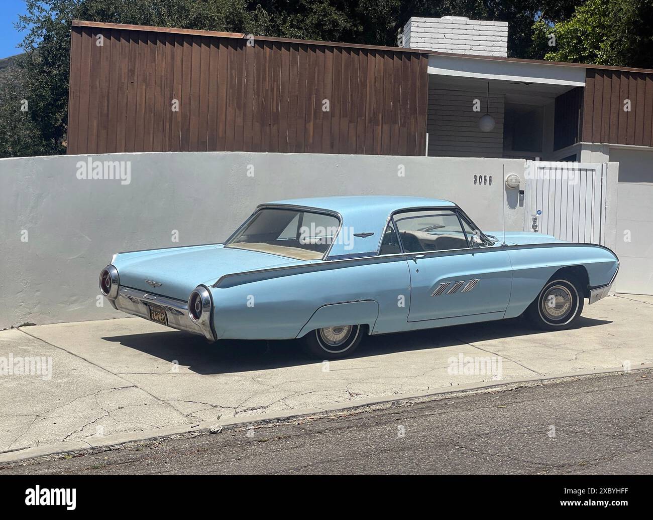 classic T Bird car in the Hollywood Hills, California, USA Stock Photo ...
