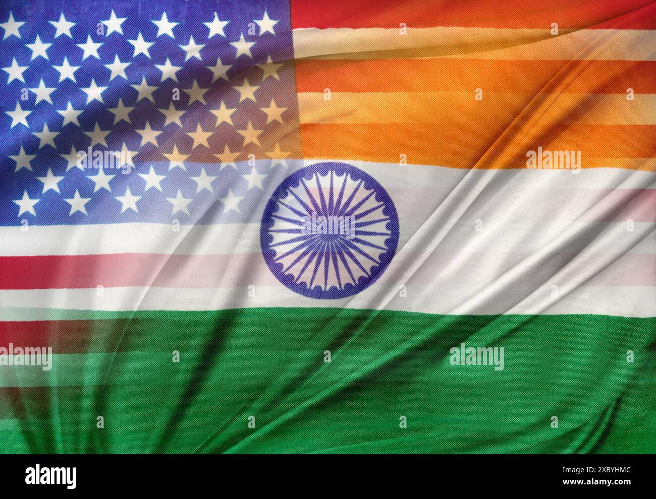 American flag and India flag united together composite blend Stock ...
