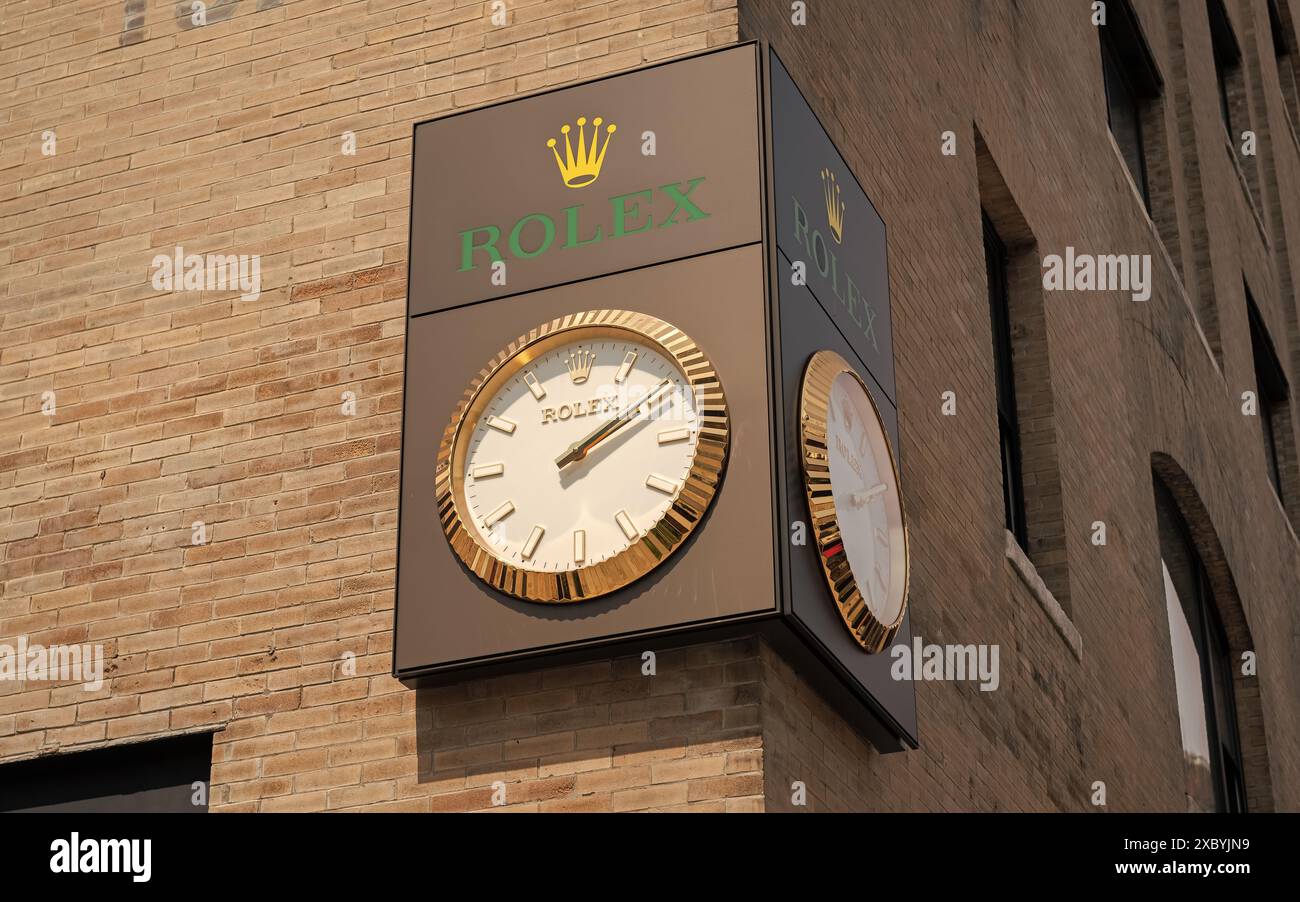 New York City, USA - August 05, 2023: rolex swiss watch brand logo with ...