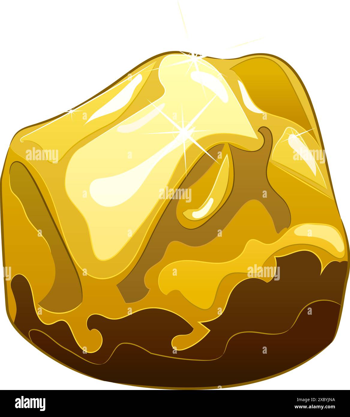 Large natural gold nugget. Vector illustration of a gold nugget with a ...