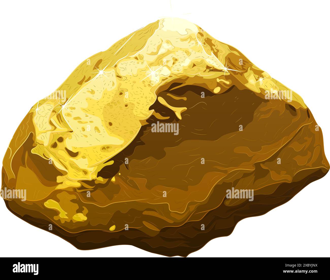 Realistic large natural gold nugget. Vector illustration of a gold ...