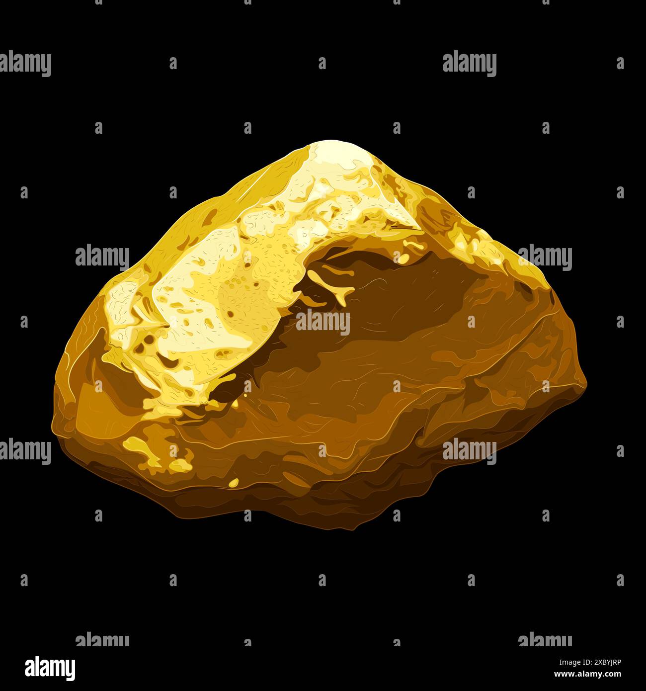 Realistic natural gold nugget on a dark background. Vector illustration ...