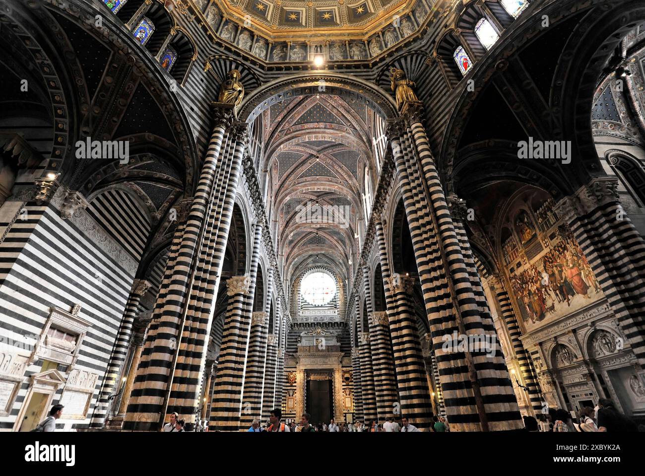 The central nave of the cathedral with its black and white striped ...