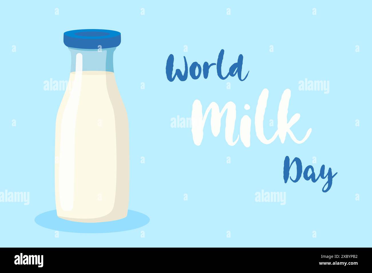 World milk day poster. Bottle of milk. Vector illustration in flat ...
