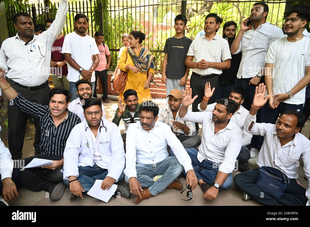 NEW DELHI, INDIA - JUNE 13: NSUI members with doctors demonstration on ...