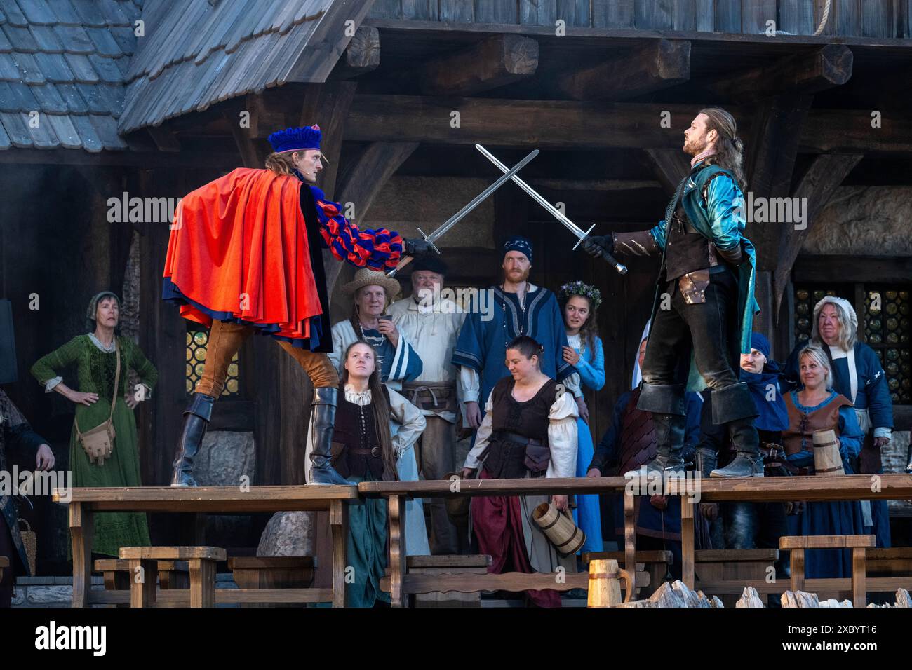 Ralswiek, Germany. 13th June, 2024. Moritz Stephan (r) as Klaus ...