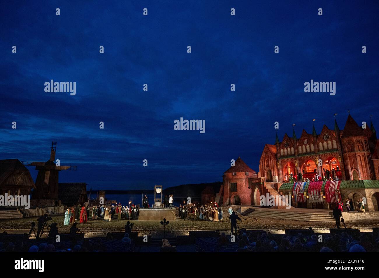 13 June 2024, Mecklenburg-Western Pomerania, Ralswiek: Actors rehearse ...