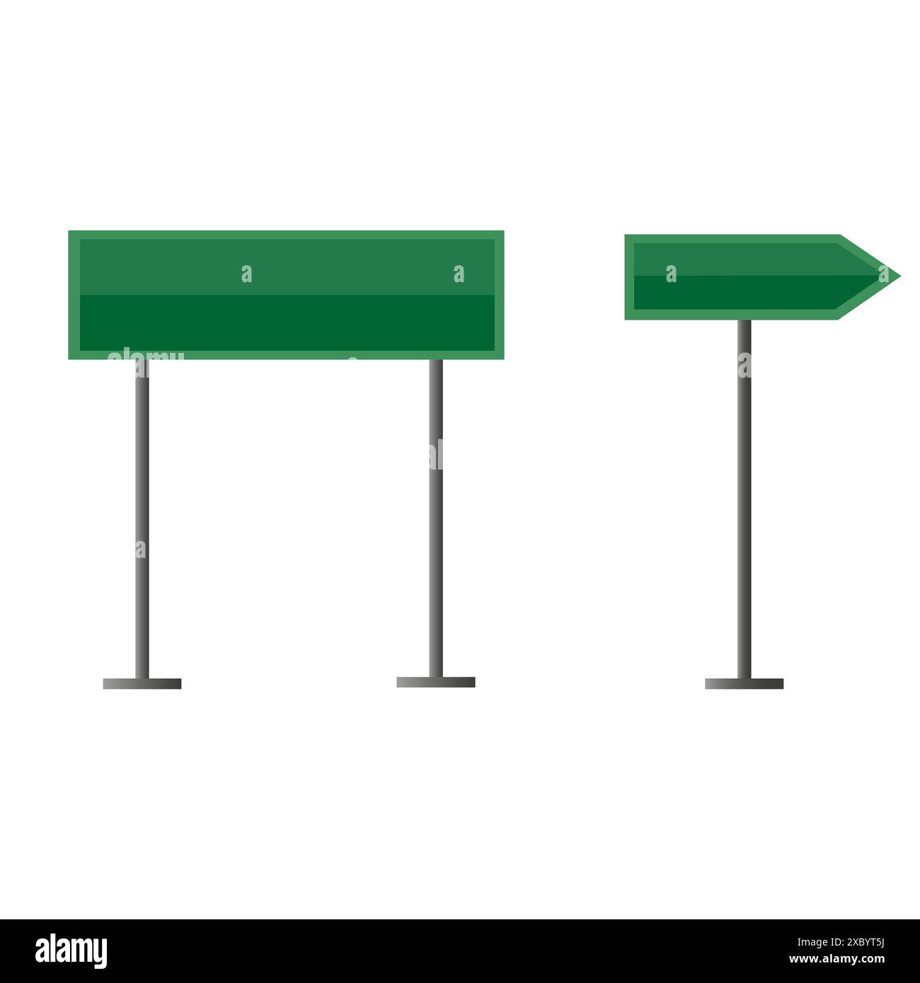 Green road signs. Directional arrows on poles. Traffic guidance icons ... Green road signs. Directional arrows on poles. Traffic guidance icons ...