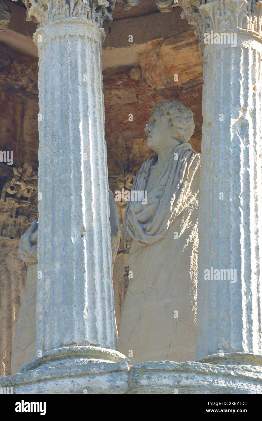 Statue and columns with fluting at the Julier monument, mausoleum ...