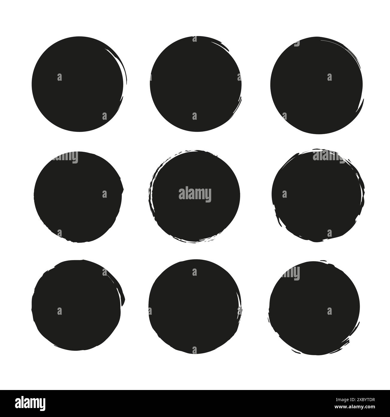 Grunge circle icons. Hand drawn vector. Abstract black shapes. Rough ...