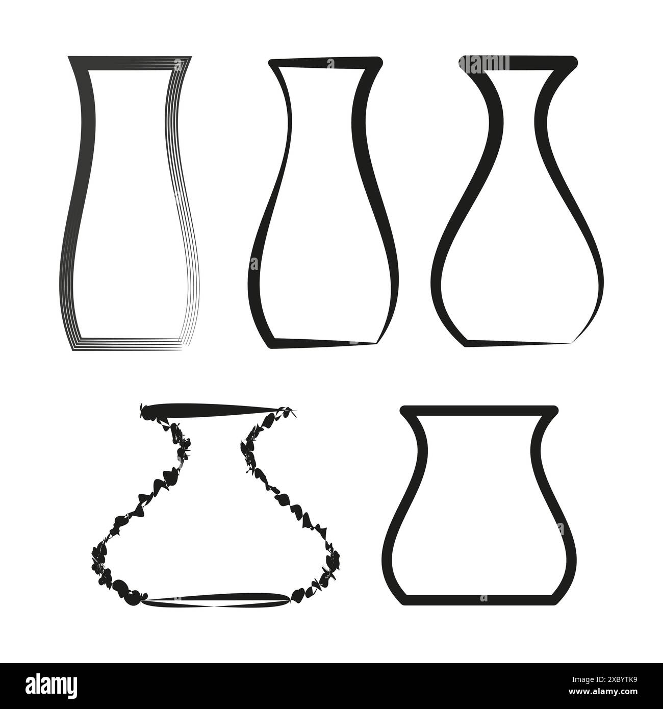 Vase shape collection. Black and white outlines. Various decorative ...