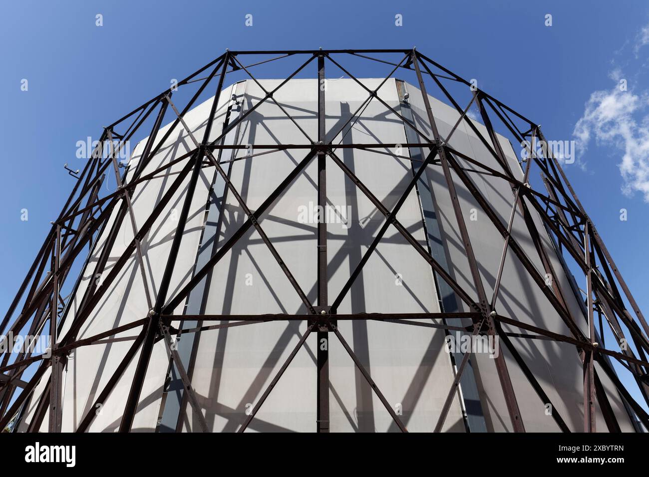 Former gas holder 1, steel skeleton graphic, industrial monument Athens ...