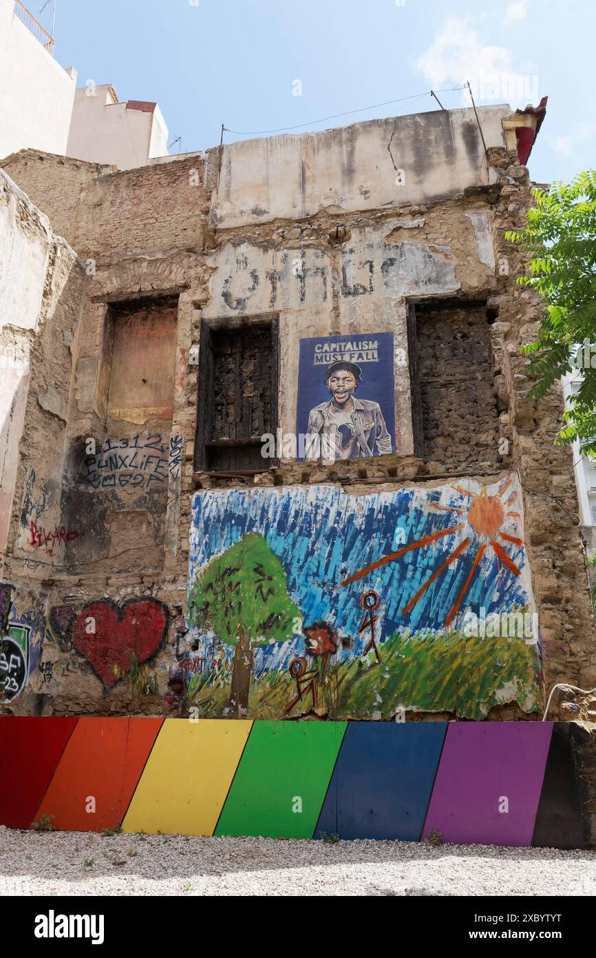 Children's playground between demolished houses in Exarchia ...