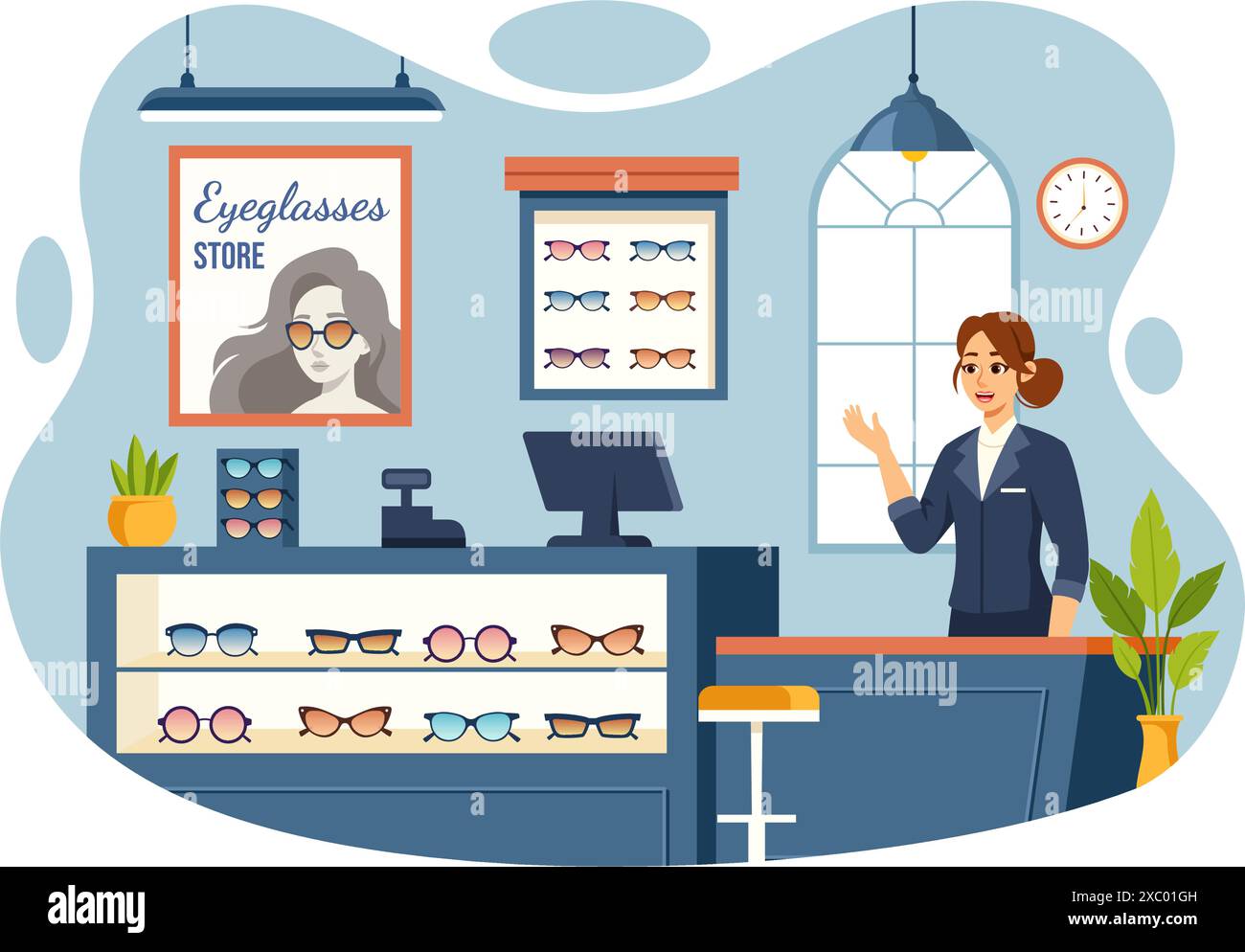 Vector Illustration of an Eyeglasses Store or Optical Shop featuring ...