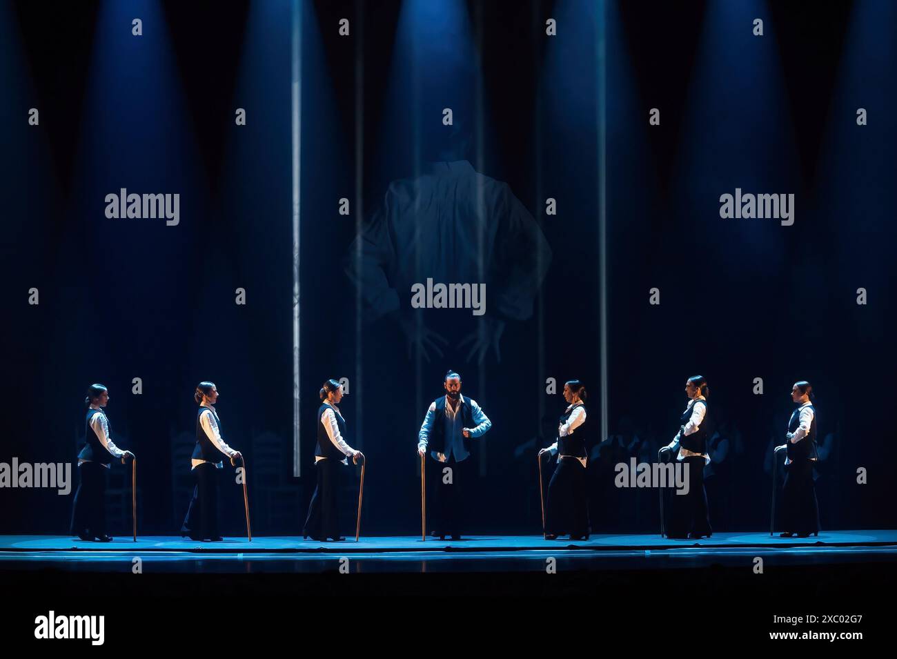A group of dancers dance on the stage during the new performance 'Vuela ...